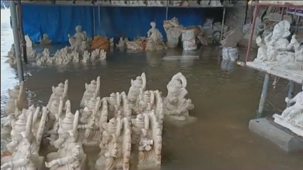 Raigad Pen Ganpati Idols Making Factory affected from Water Logging in ...