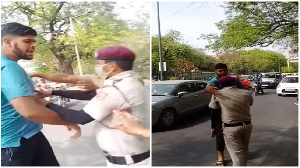 viral video of man fight with civil defense delhi caught the neck of ...