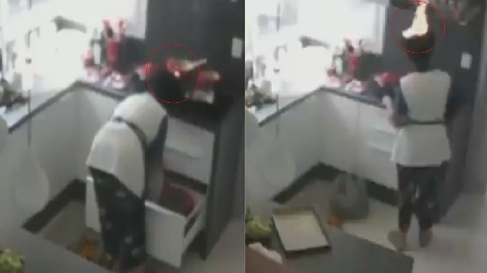 Viral video, woman-hair-caught-fire-while-working-in-the-kitchen-see ...