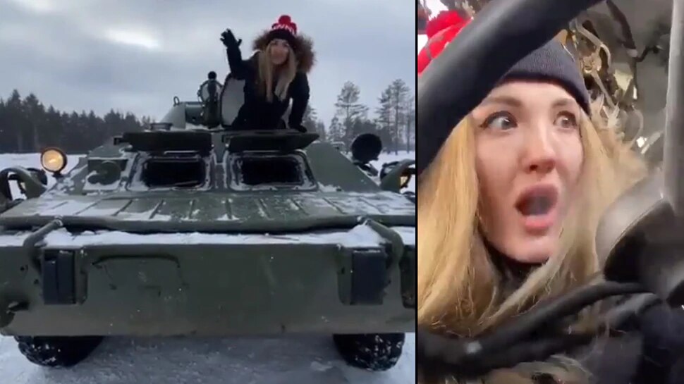 russia ukraine war one woman going inside russian tank video viral fact ...