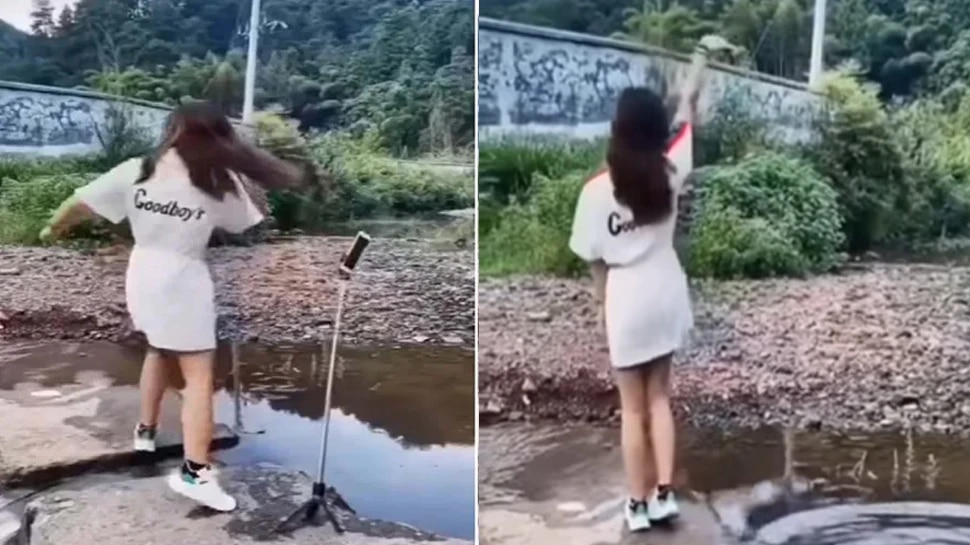 funny viral video mobile went water process of making reels then girl ...