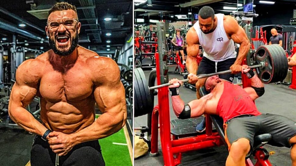 breck muscles of bodybuilder during the gym