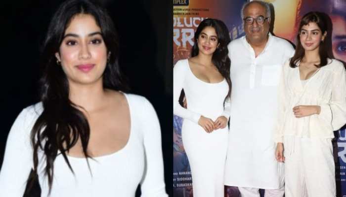 janhavi bold attire with father bony kapoor
