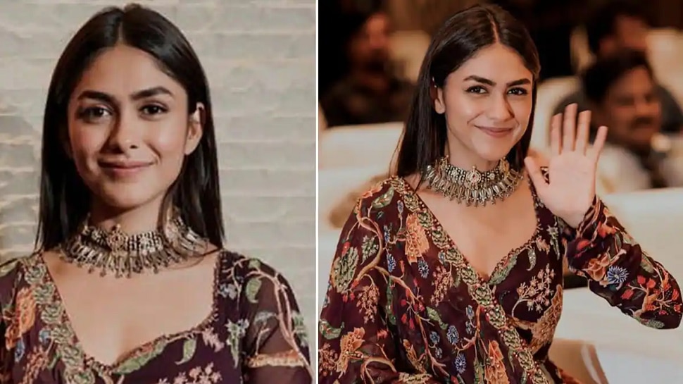 Mrunal Thakur Exudes Royalty in Maroon Anarkali