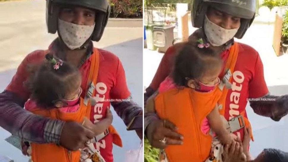 social media virl video zomato delivery women with her two children