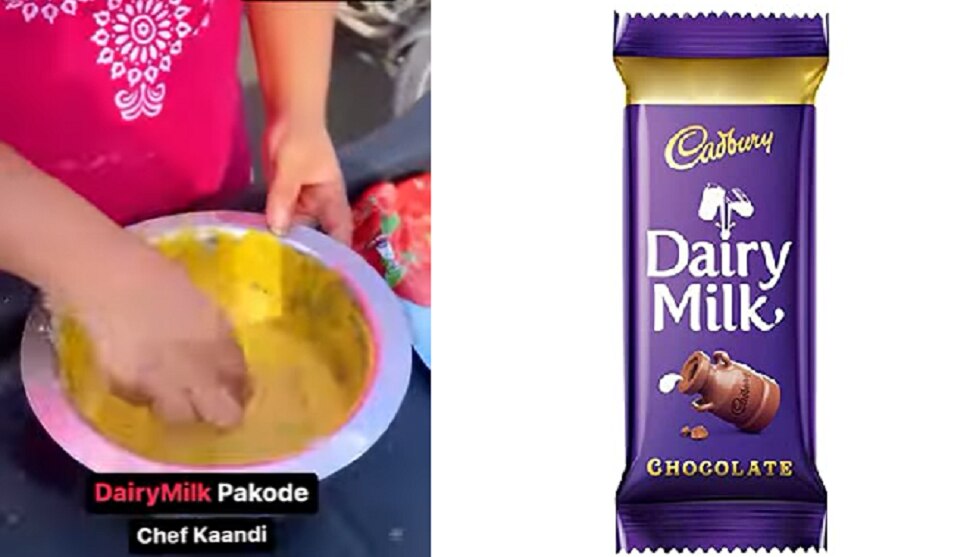 woman make dairy milk chocklate pakoda viral video