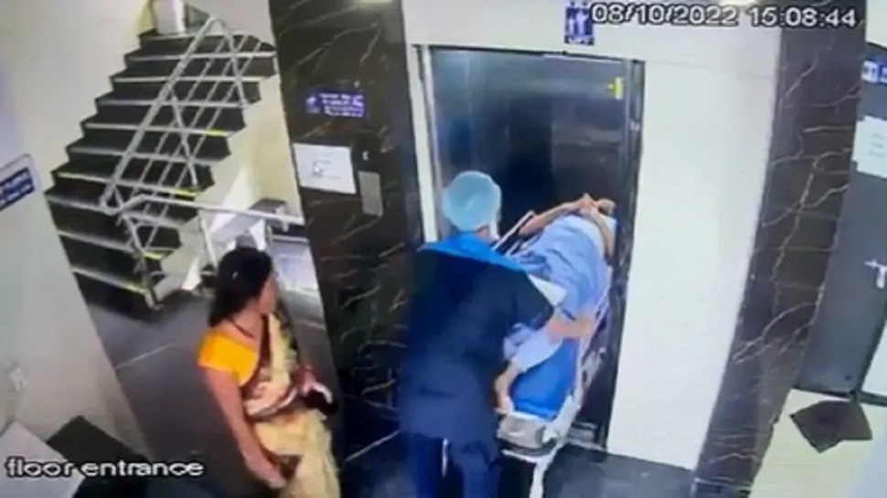 lift accident patient stretcher broken lift shocking video viral