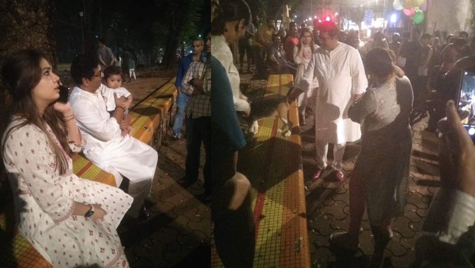 MNS Chief Raj thackeray comes to the Shivaji Park with his grandson