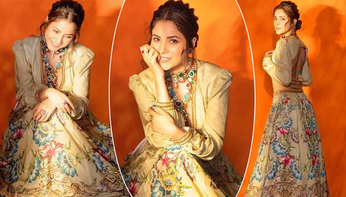Shehnaaz Gill Simple Lehenga at Bollywood Diwali Party
