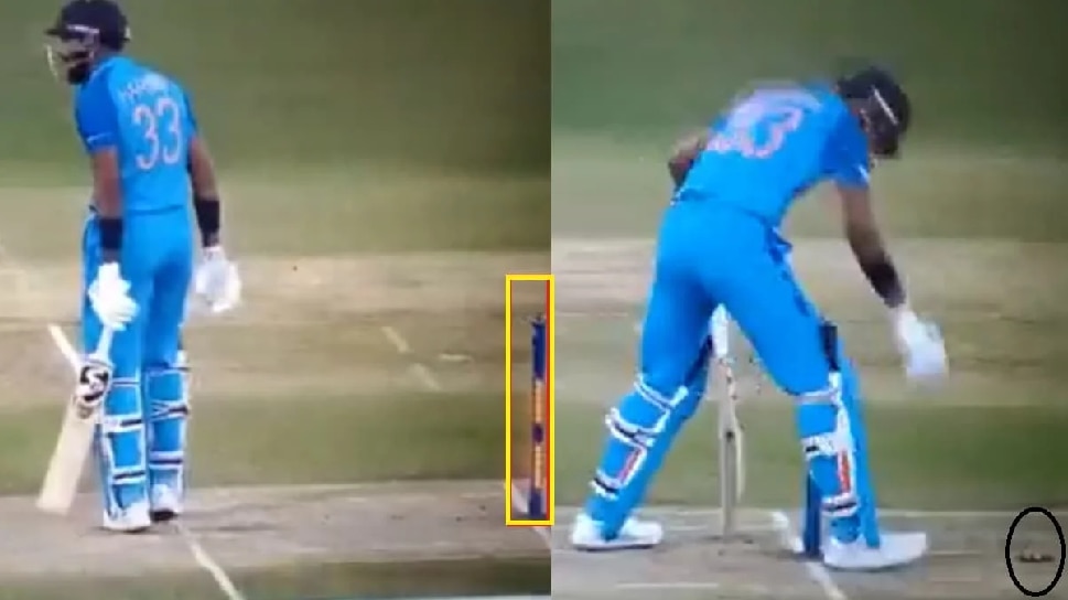 Hardik Pandya hit wicket quietly picked up bails placed it on top of ...