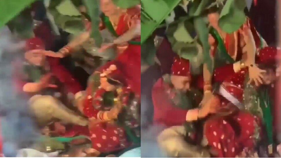 viral trending bride and groom fighting in wedding pandal in front of ...