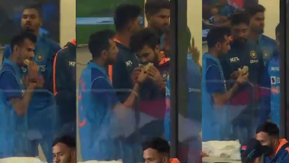 Shardul and Siraj eating sandwich of Yuzvendra Chahal during LIVE match VIDEO dressing room goes ...