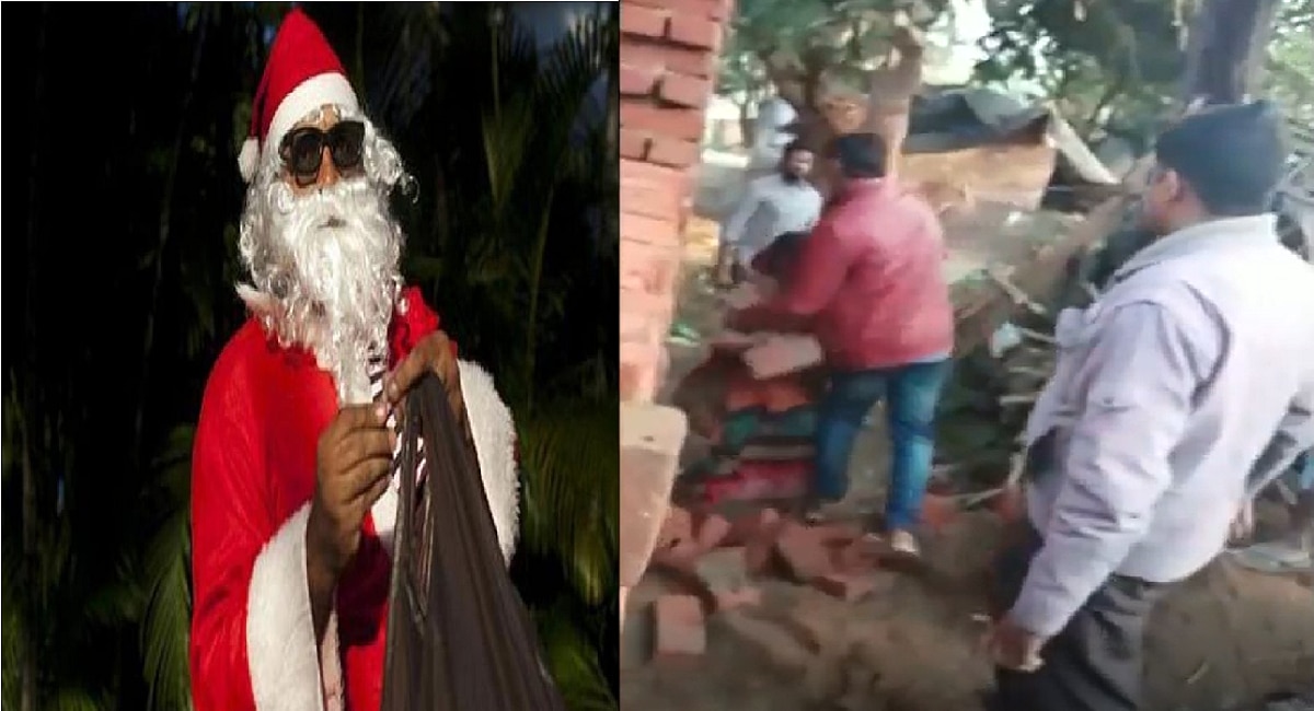 gujrat news crowd attack on santa claus in vadodara beaten up clothes torn