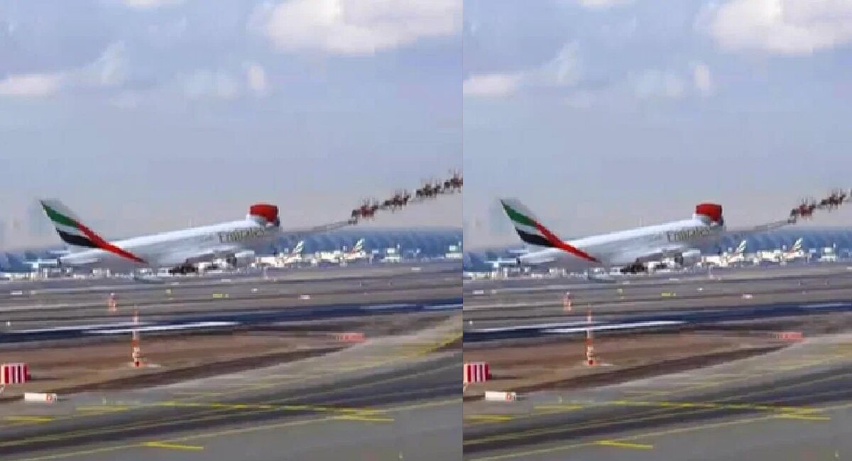 Merry Christmas A herd of deer flying with a plane in sky You will also ...