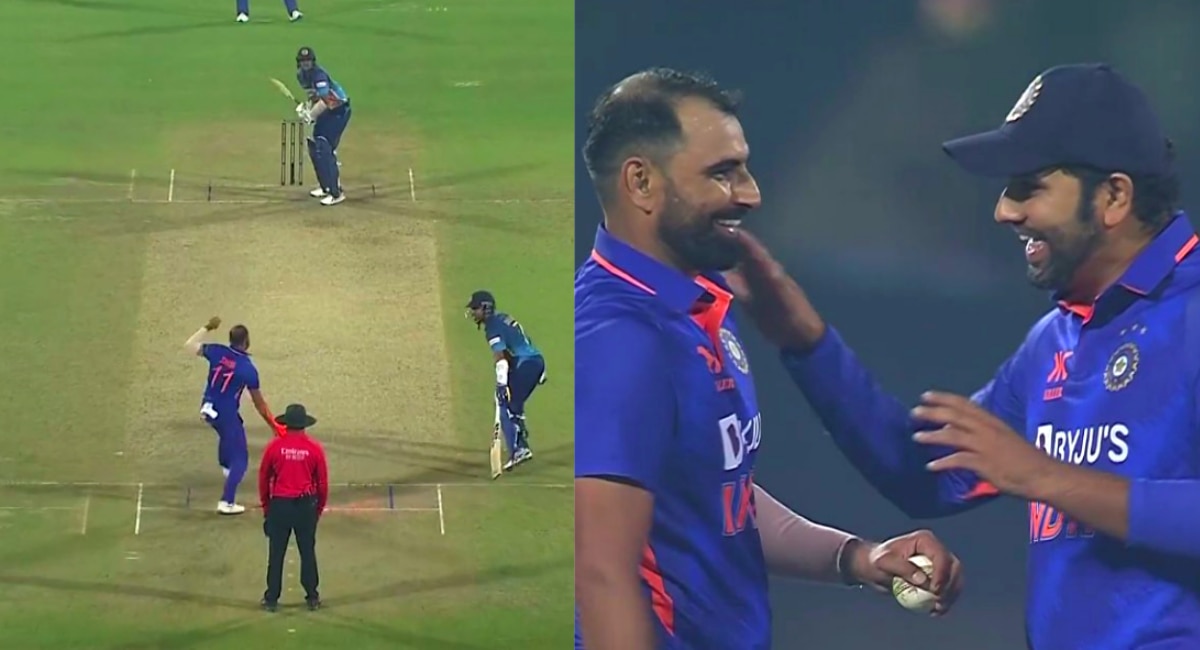 Watch video Crazy scenes as Shami runs out Shanaka at non striker end Rohit later withdraws ...