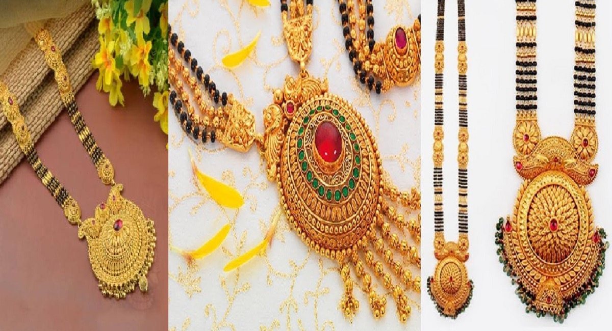latest trendy designs of gold mangalsutra and fancy pendant