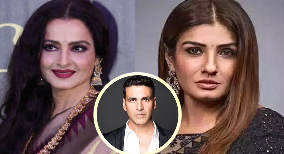 Rekha and Raveena Tandon Viral Video Netizens ask where is akshay kumar ...