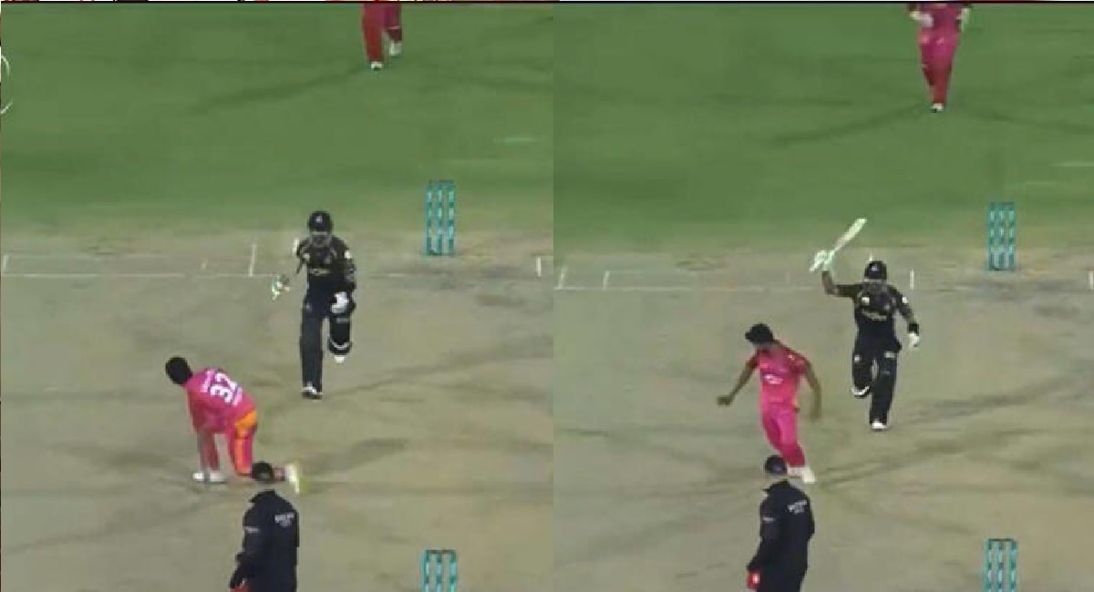 pakistan cricket league babar Azam runs to hit Hasan Ali with the bat ...