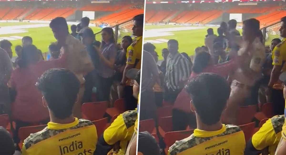 IPL 2023 Final : नरेंद्र मोदी स्टेडियमवर महिलेची पोलिसाला धक्काबुक्की ...