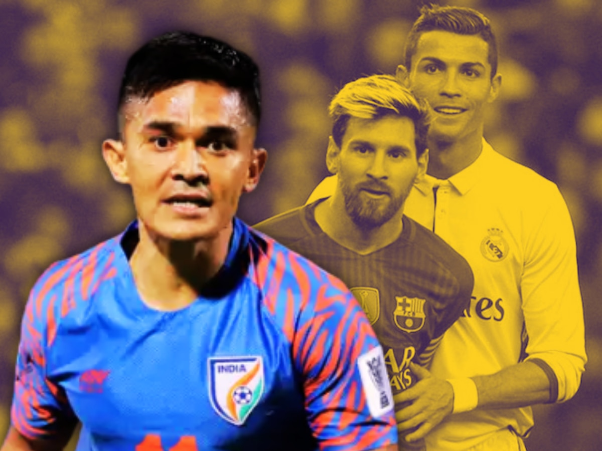 Indian Football Team Captain sunil chhetri said he can beat Cristiano Ronaldo and Lionel Messi ...