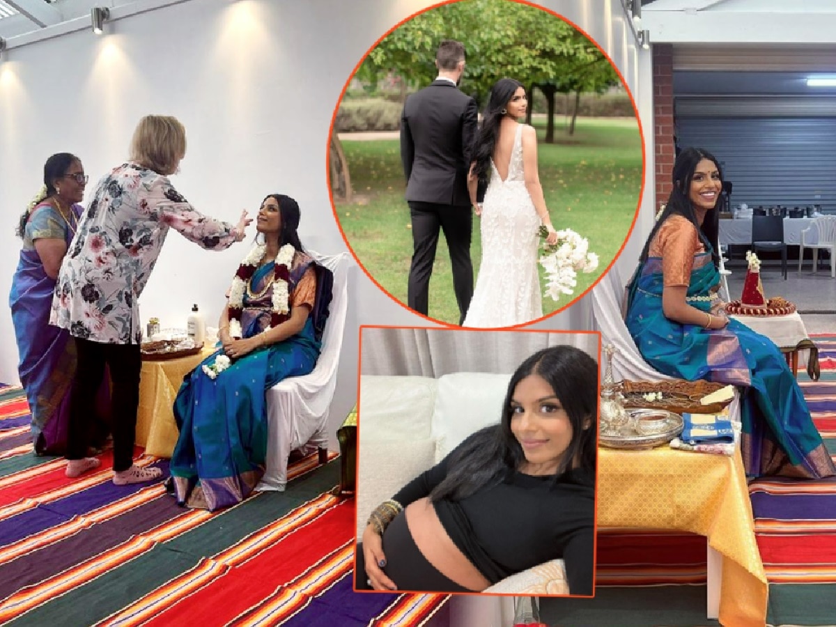 बांगड्या, औक्षण, निळी साडी अन्... ऑस्ट्रेलियन खेळाडूच्या पत्नीचं डोहाळे ...