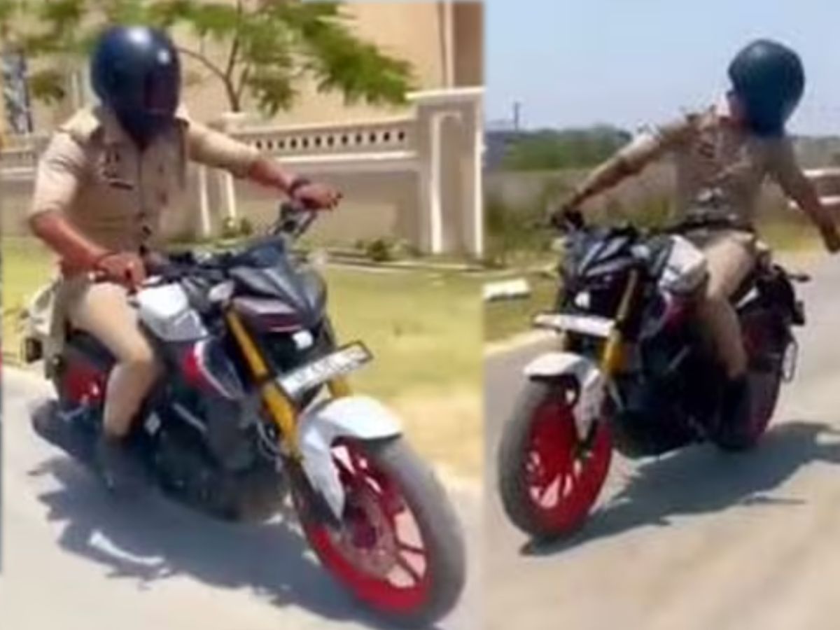 पोलीसाचा बाईकवर खतरनाक स्टंट; व्हिडिओ तुफान व्हायरल झाला पण नंतर आली ...