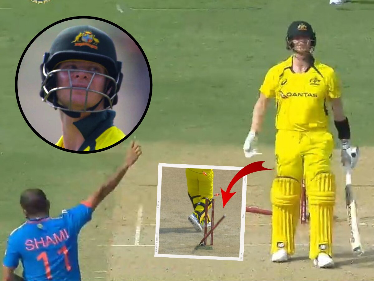 IND vs AUS : शमीने केल्या स्मिथच्या बत्त्या गुल, बॉल गोळीगत आला अन् ... IND vs AUS : शमीने केल्या स्मिथच्या बत्त्या गुल, बॉल गोळीगत आला अन् ...