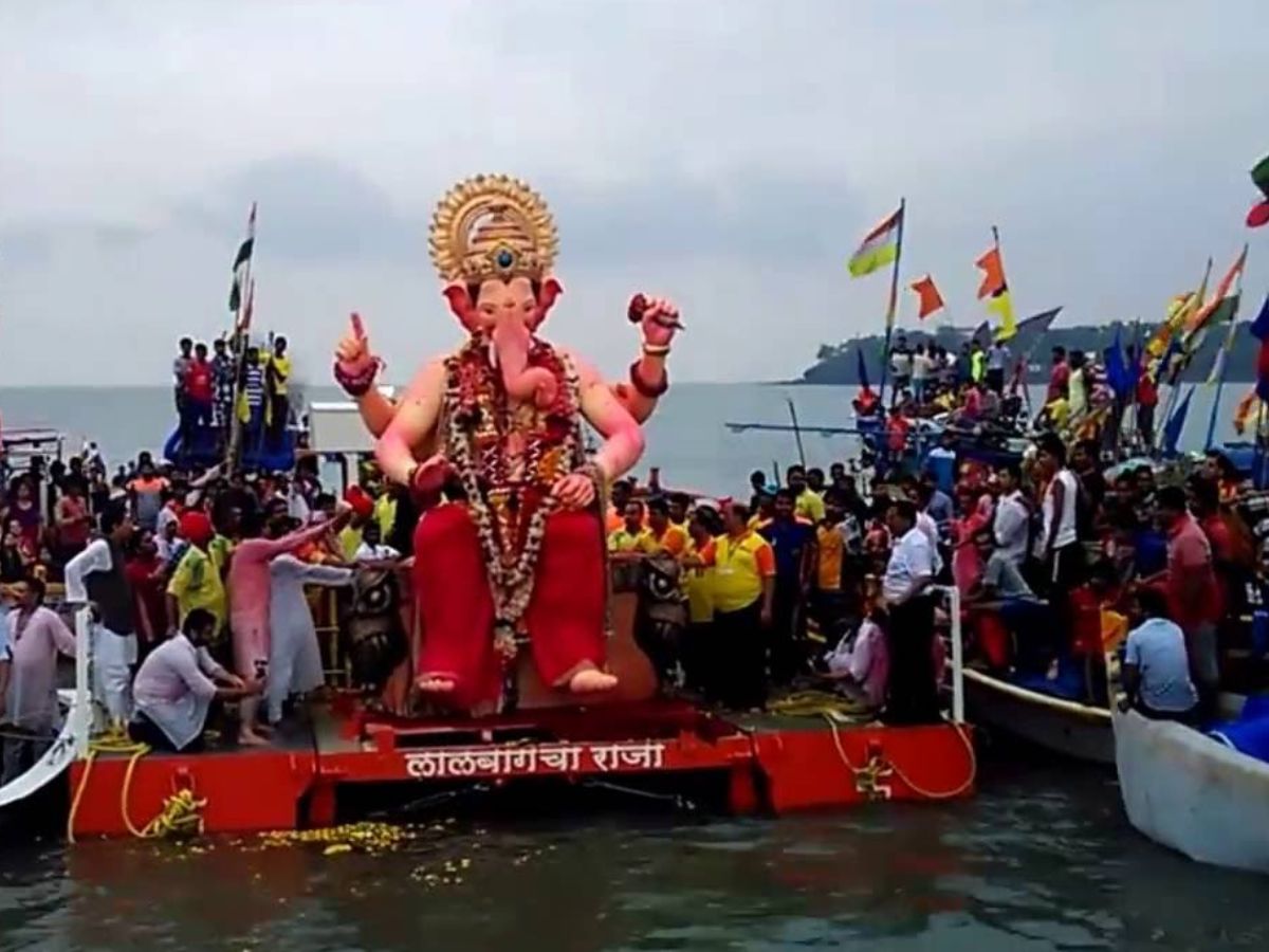 Lalbaghcha Raja Visarjan 2023 Girgaon chowpaty time Process News in ...