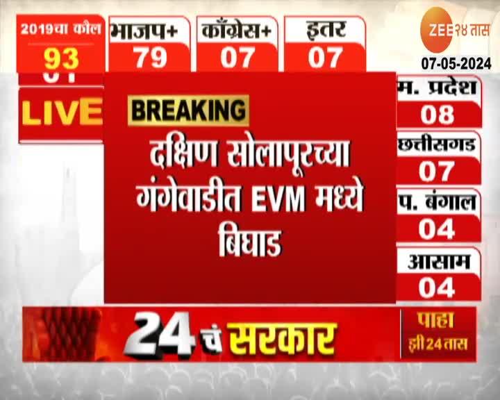 Solapur EVM Machine Technical Fault | ईव्हीएम मशिनमधील बिघाडामुळे गंगेवाडीत मतदान थांबले | 24 ...