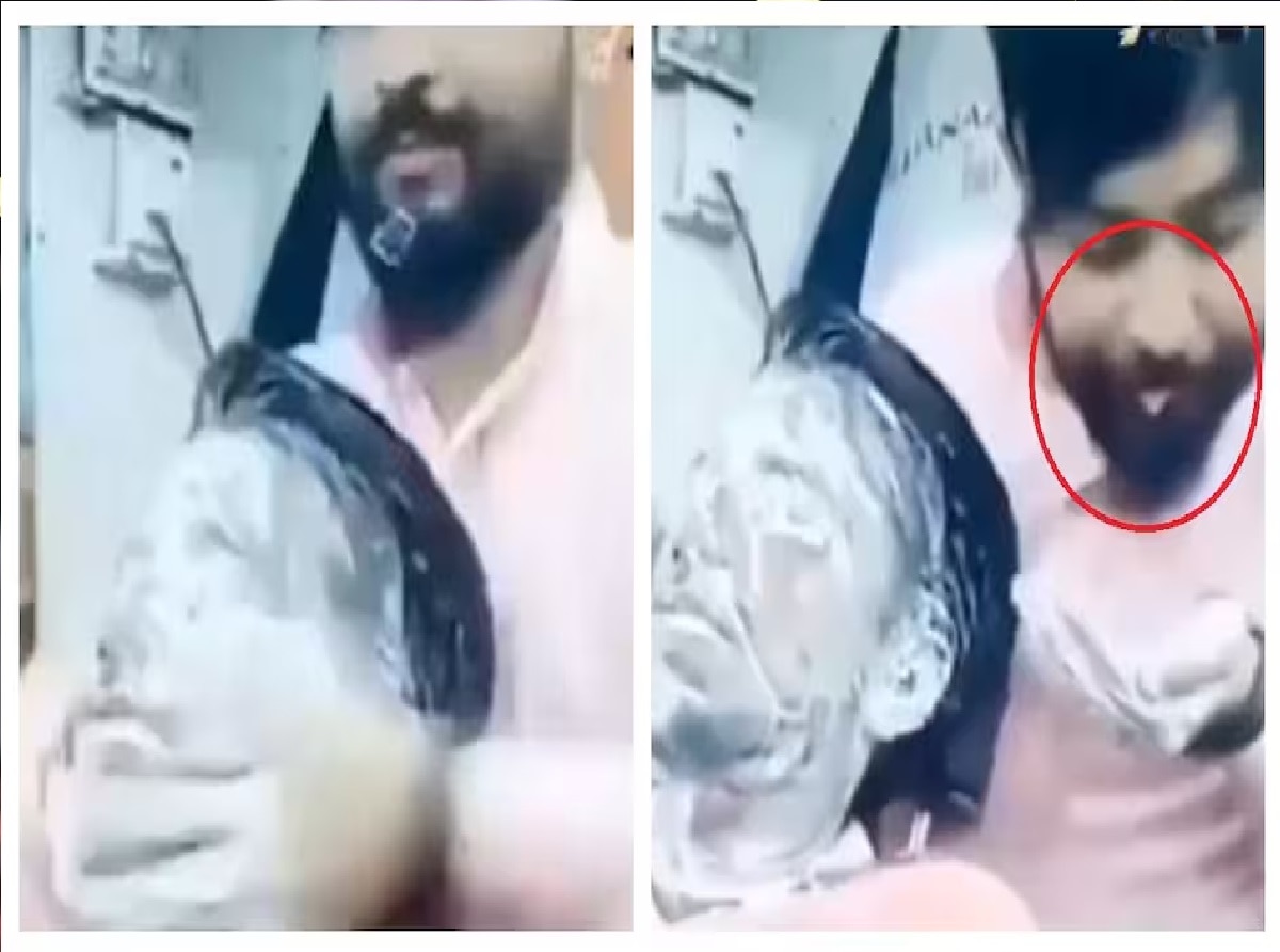 uttar pradesh viral video barber massaging customer by spitting in hand ...