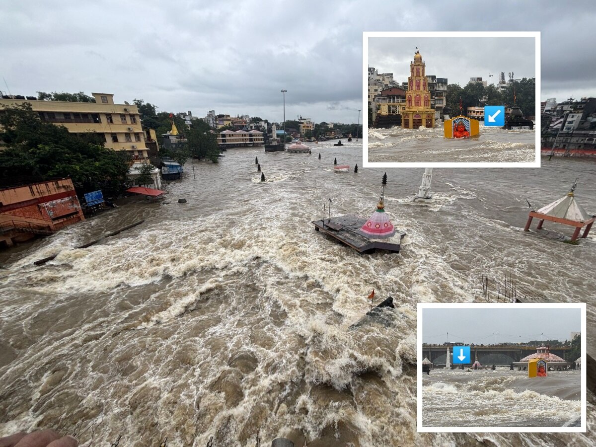 नाशकात अनेक मंदिर पाण्याखाली, दुतोंड्या मारुतीच्या छातीच्या वर पाणी; नदीकाठच्या गावांना ...