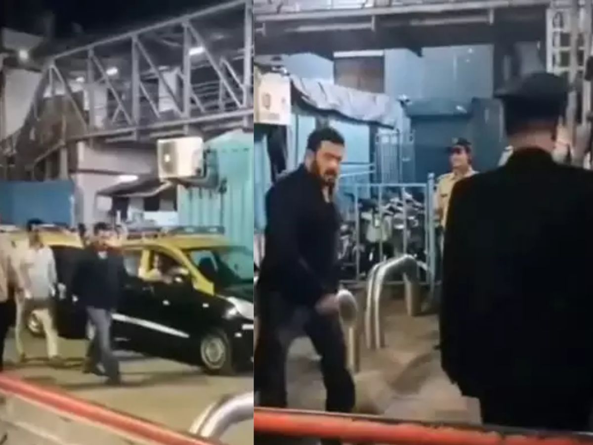 VIDEO : सलमान खान मुंबईच्या रेल्वे स्टेशनवर? पोलिसांची सुरक्षा अन् चाहते... | salman khan at ...