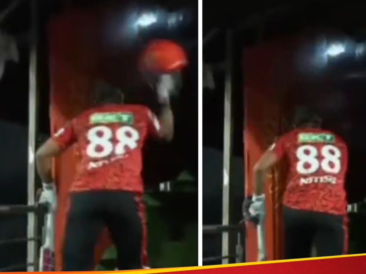 Nitish reddy angry reaction after his wicket helmet throw video viral ...