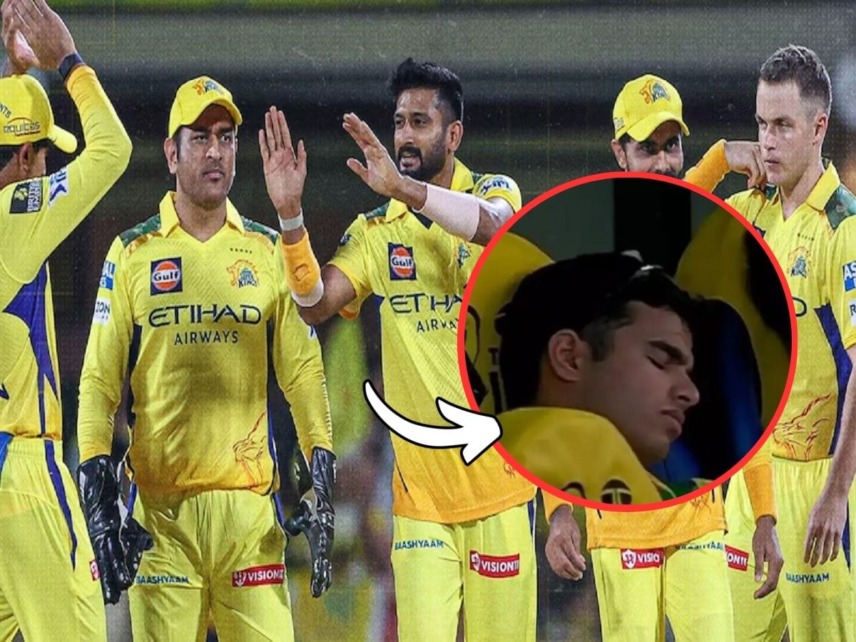 ipl 2025 csk vs dc vansh bedi sleep in dugout during chennai superkings ...