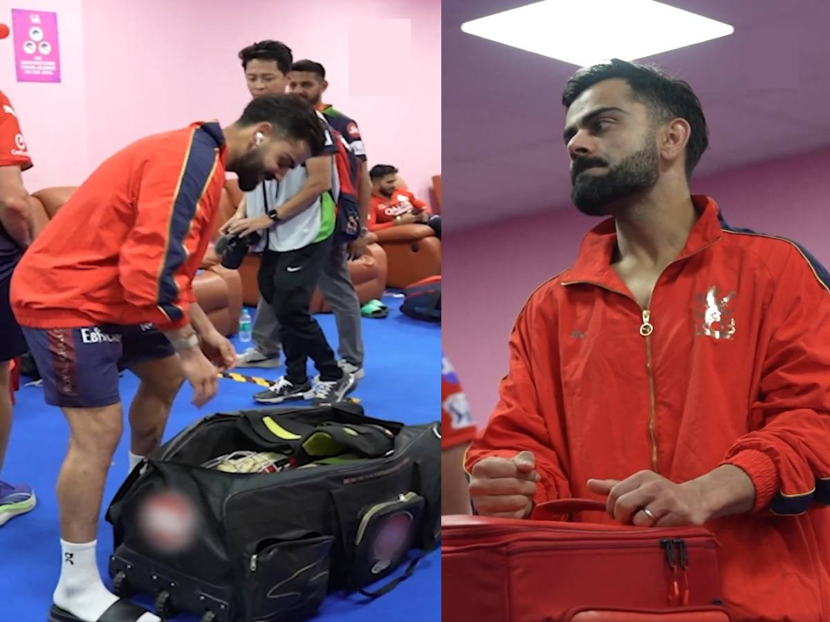 virat kohli bat stolen by tim david from his kit bag in rcb dressing ...