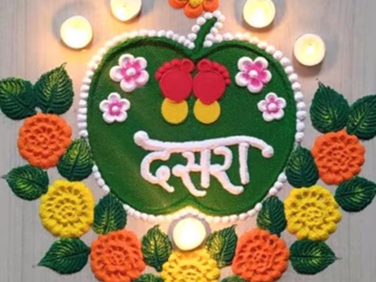 happy dussehra 2025 festival easy dasara theme rangoli simple design ...
